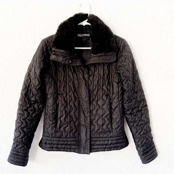Marmot | Jackets & Coats | Marmot St Moritz Black Quilted Faux Fur Jacket Szs | Poshmark